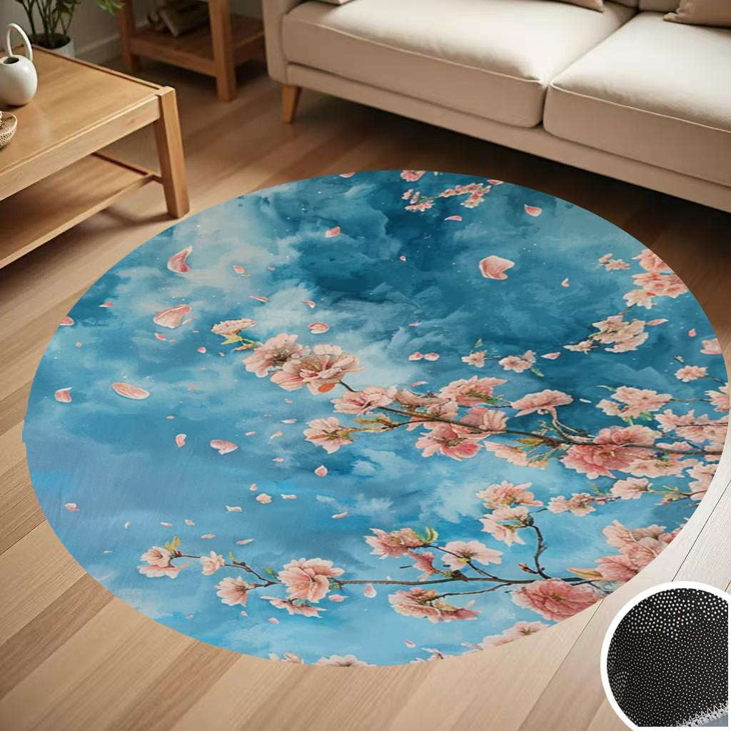 Blue Sky And Flora Round Carpet Living Room Bedroom Home Decoration ...