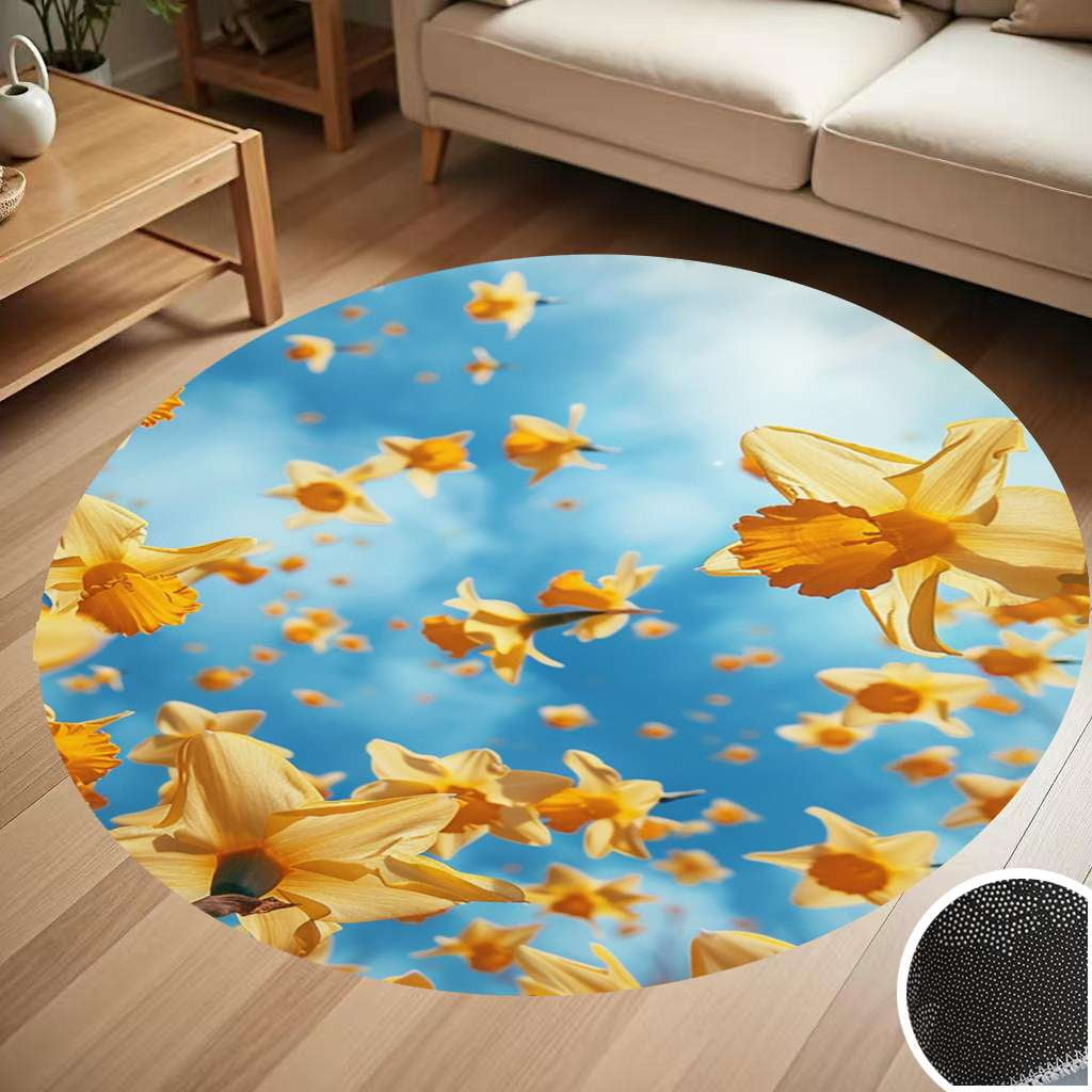 Blue Sky And Flora Round Carpet Living Room Bedroom Home Decoration ...