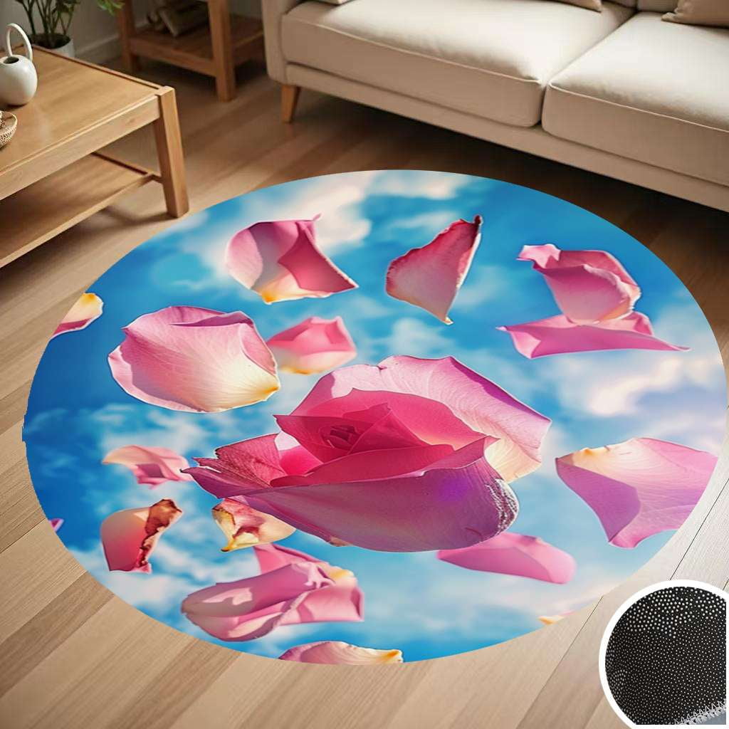 Blue Sky And Flora Round Carpet Living Room Bedroom Home Decoration ...