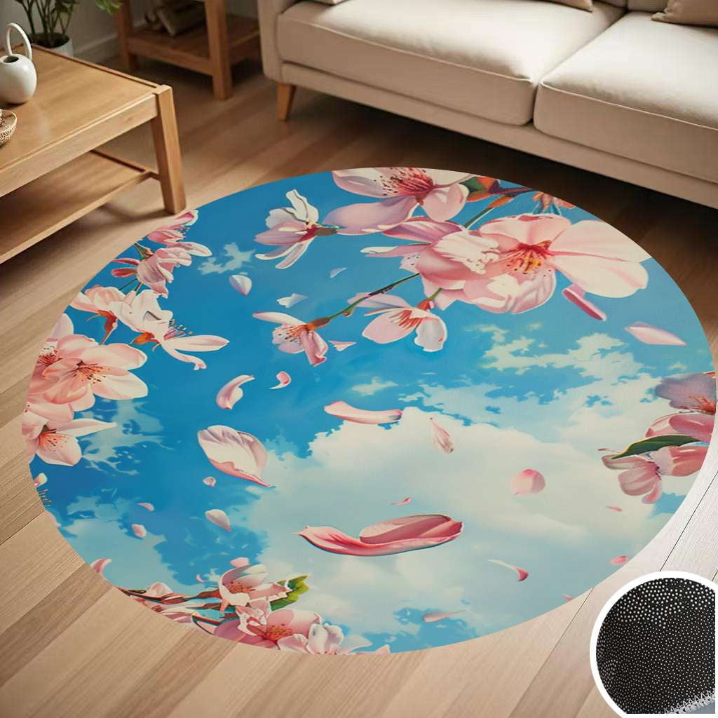 Blue Sky And Flora Round Carpet Living Room Bedroom Home Decoration ...