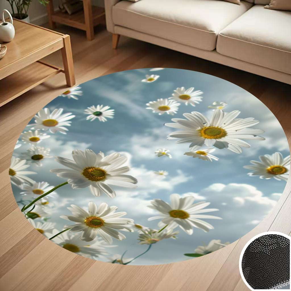 Blue Sky And Flora Round Carpet Living Room Bedroom Home Decoration ...