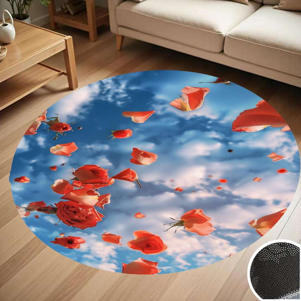Blue Sky And Flora Round Carpet Living Room Bedroom Home Decoration ...