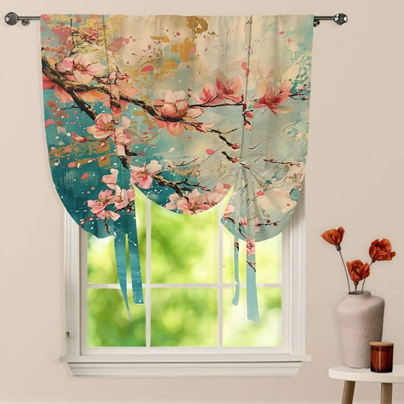Blue Sky And Flora Window Curtain for Living Room Roman Curtain Kitchen Tie-up Curtains ...