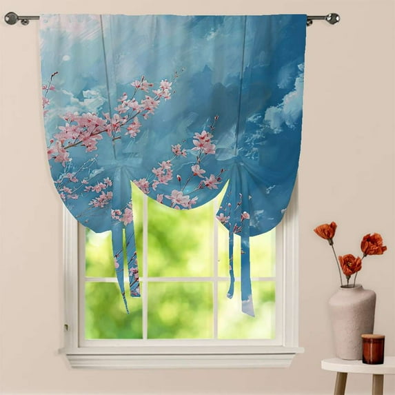 Blue Sky And Flora Window Curtain for Living Room Roman Curtain Kitchen Tie-up Curtains ...