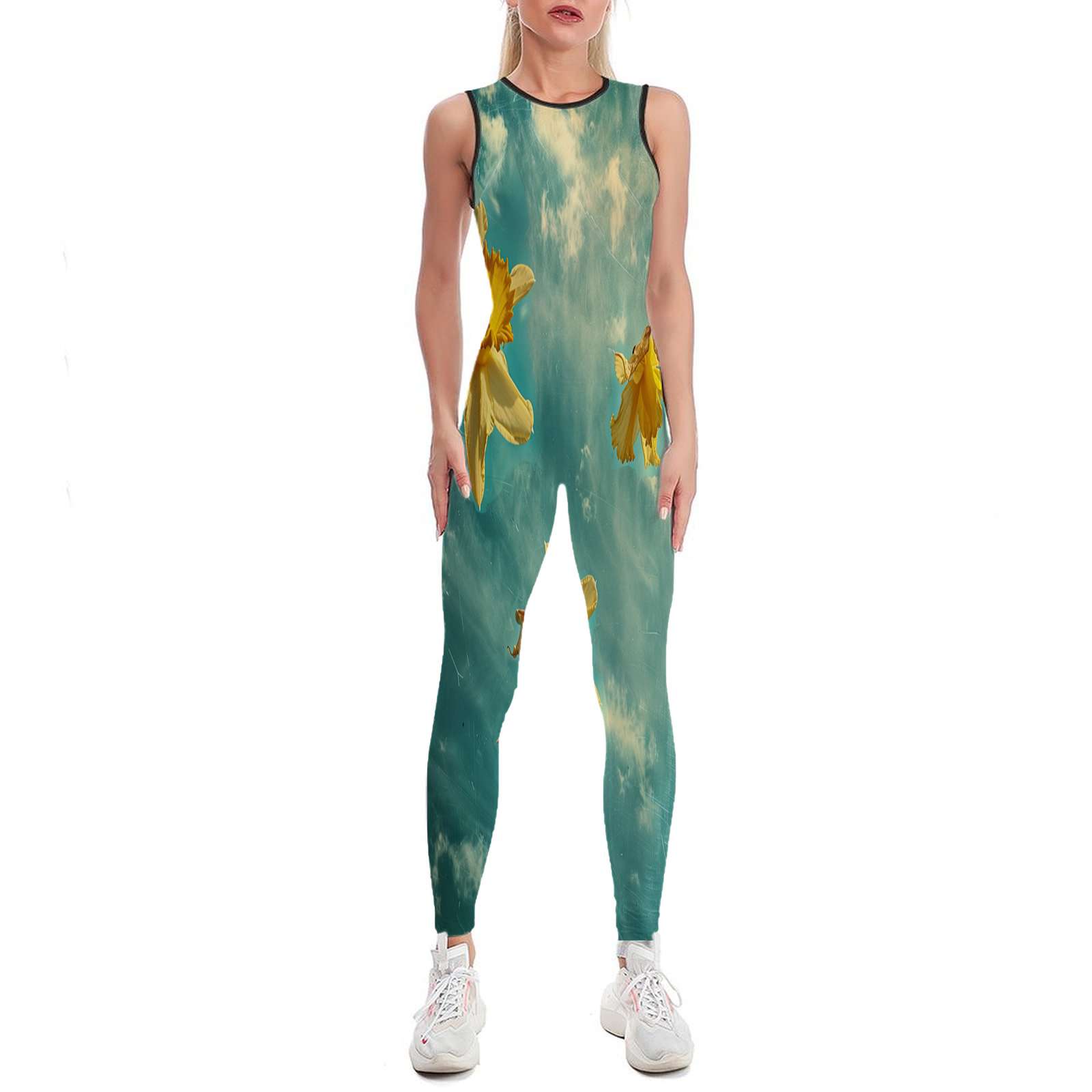Blue Sky And Flora Women's One Piece Yoga Jumpsuits Leggings Playsuit ...
