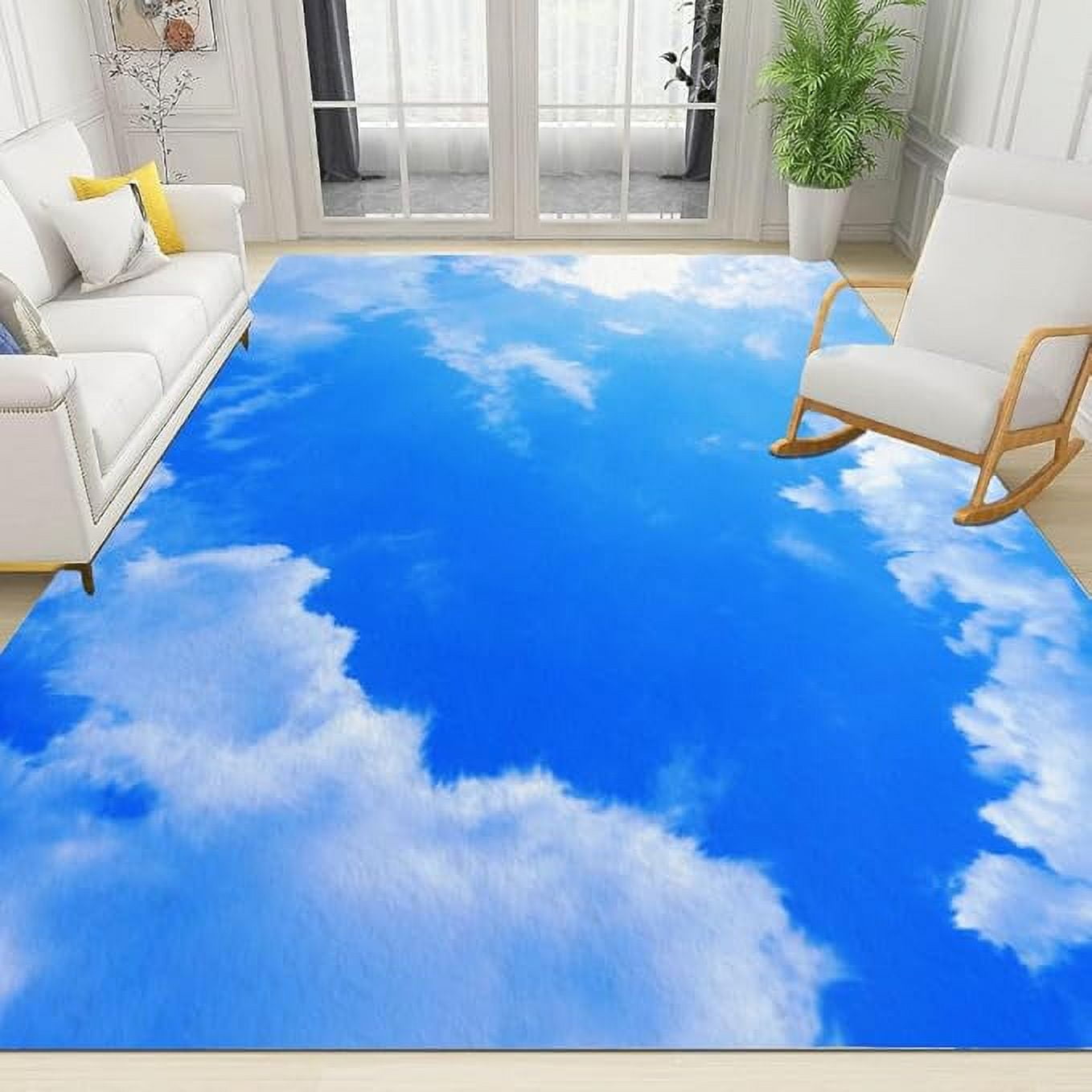 Blue Sky And White Clouds Area Rugs For Living Room, Beautiful Sunshine ...