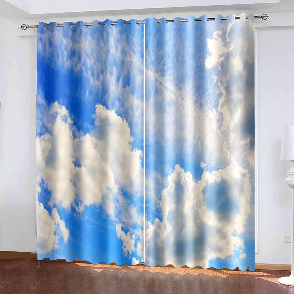 Blue Sky And White Clouds Series Cheap Sunshade Curtains Living Room ...