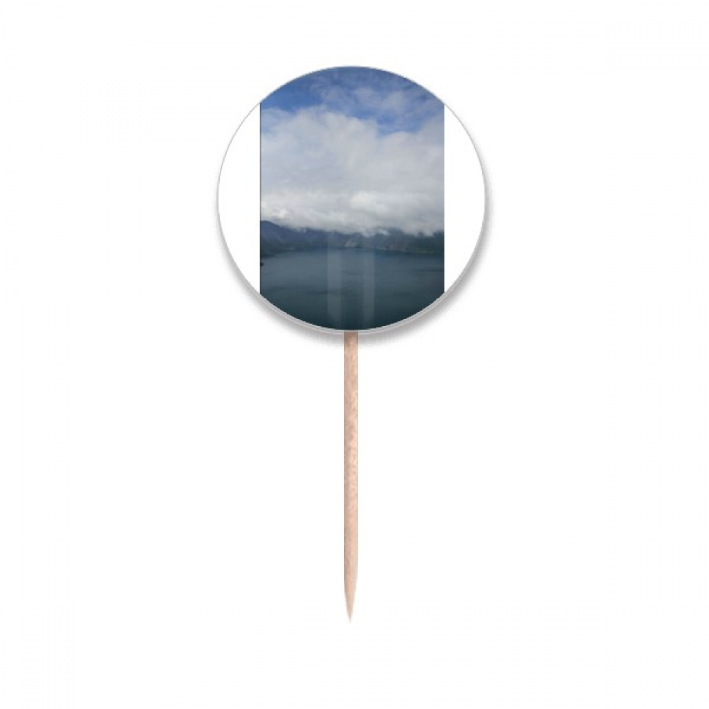 Blue Sky And White Clouds Toothpick Flags Round Labels Party Decoration ...