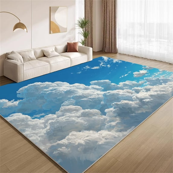 Blue Sky Area Rugs, Blue Sky White Clouds Landscape Carpet, Washable ...