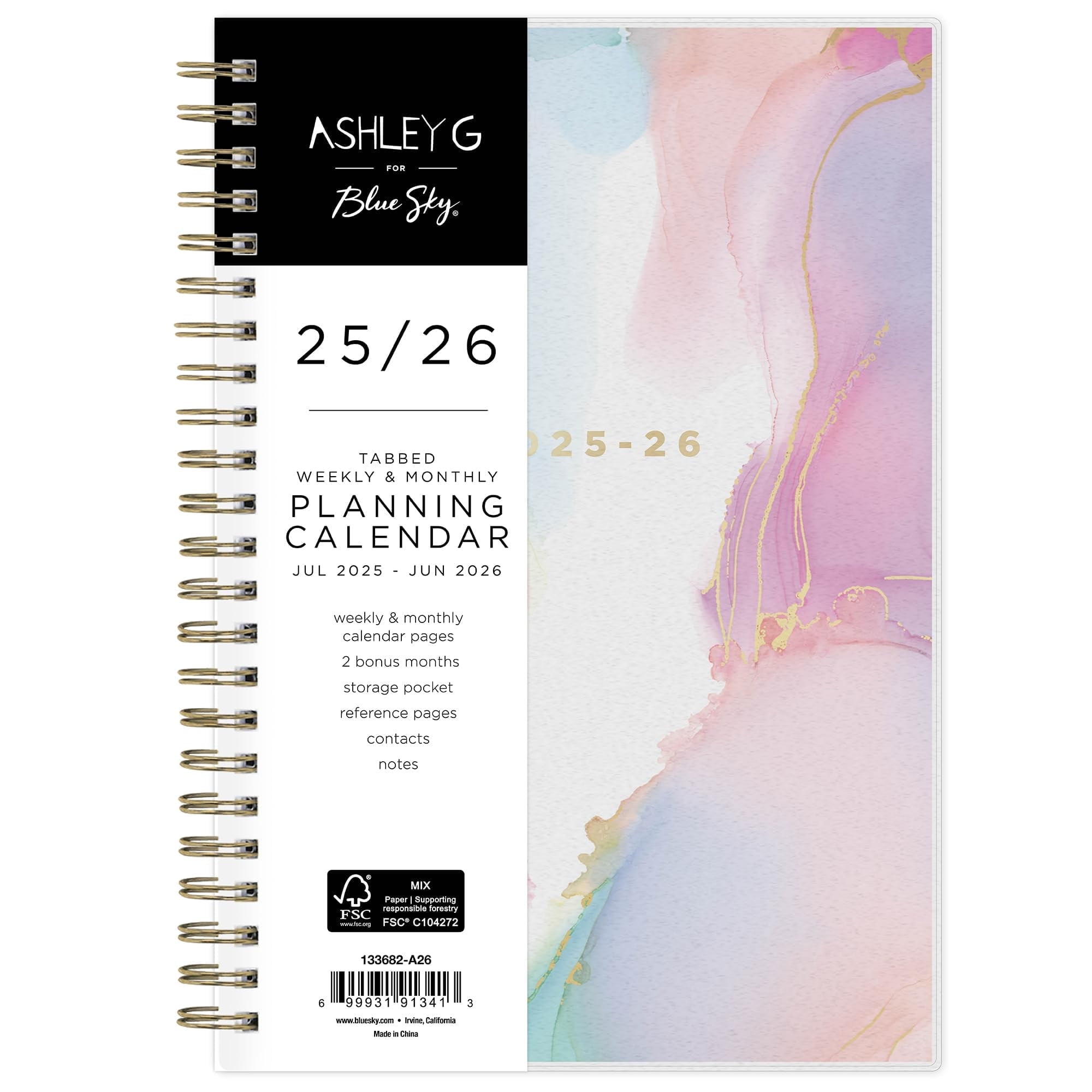 Blue Sky Ashley G 2025-2026 Weekly and Monthly Academic Year Planner ...