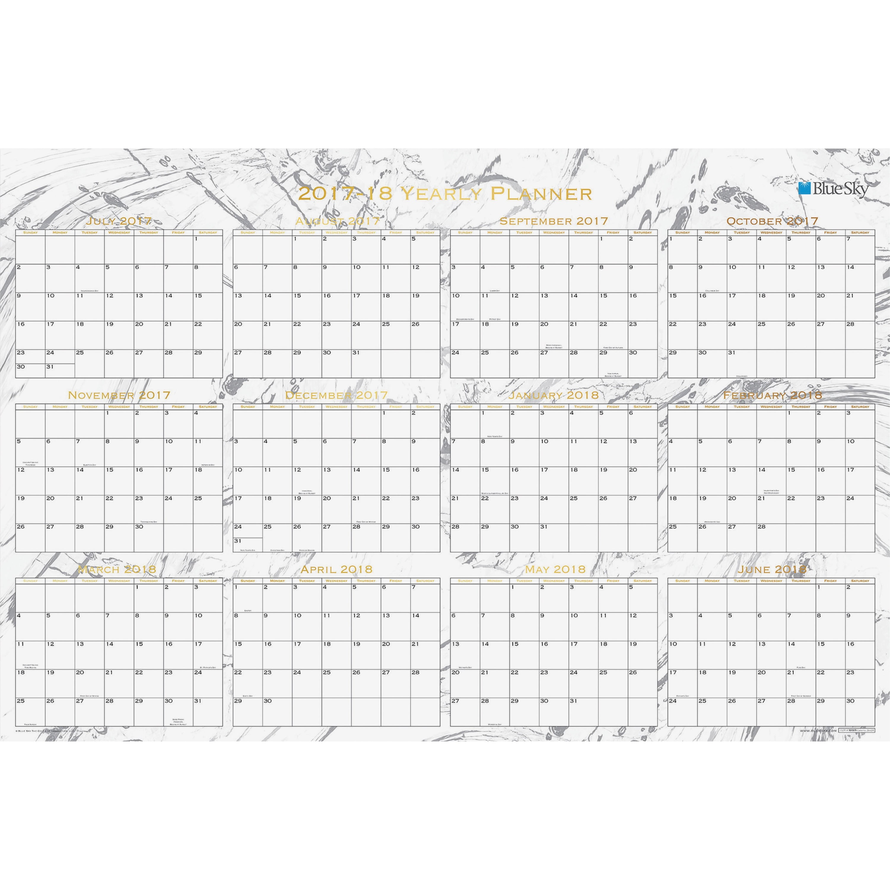 Blue Sky, BLS101971, Carrera Laminated Yearly Wall Planner, 1 Each ...