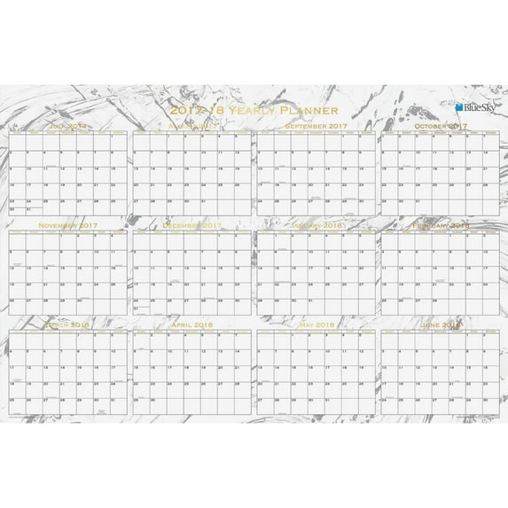 Blue Sky, BLS101971, Carrera Laminated Yearly Wall Planner, 1 Each ...