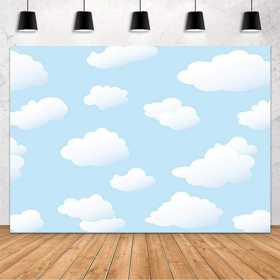 Blue Sky Backdrop Cloud Cartoon Birthday Party Decoration Backdrop for ...