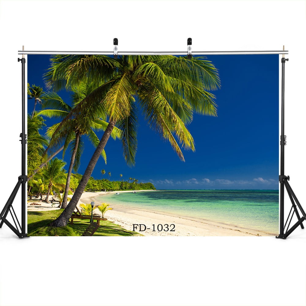 Blue Sky Beach Palm Tree Photography Backdrop for Photograph ...