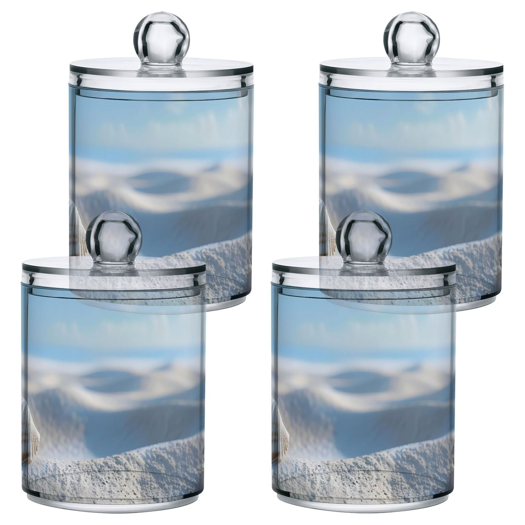 Blue Sky Beach Shells Translucent Plastic Cans Storage Canisters with ...