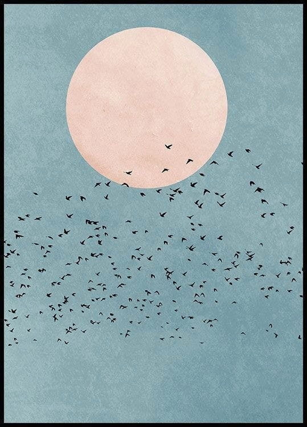 Blue Sky Birds Poster Wall Art Modern Wall Decor For Living Room ...