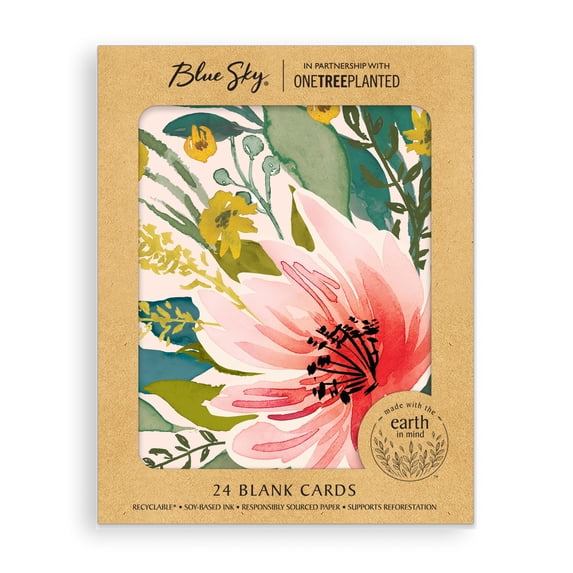 Blue Sky Boxed Note Cards Set, 4.2" x 5.5", 24-Pack, Non-Dated, Blank ...