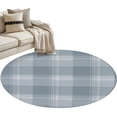 Blue Sky Buffalo Plaid Round Rug 4ft Washable Circle Entryway Rugs Non ...
