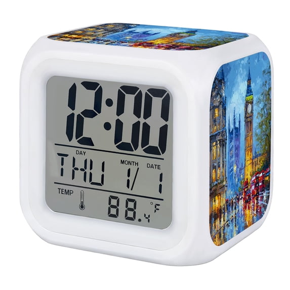 Blue Sky Building Digital Alarm Clock for Bedrooms, Smart LED Alarm ...