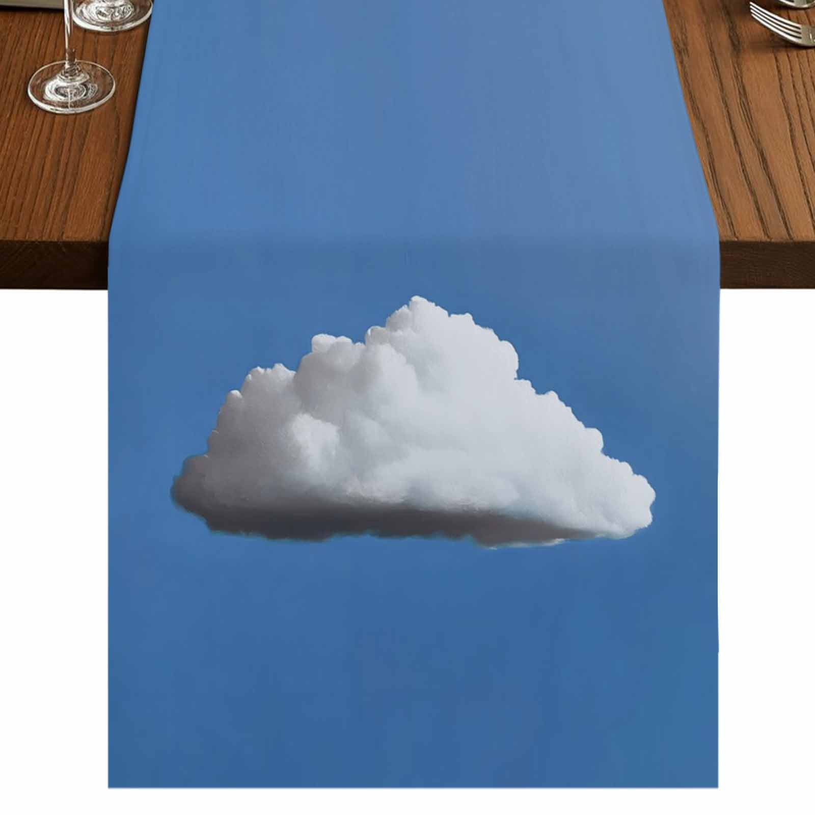 Blue Sky Burlap Cotton Table Runner 13x108 Inches Long, Abstract Sky ...
