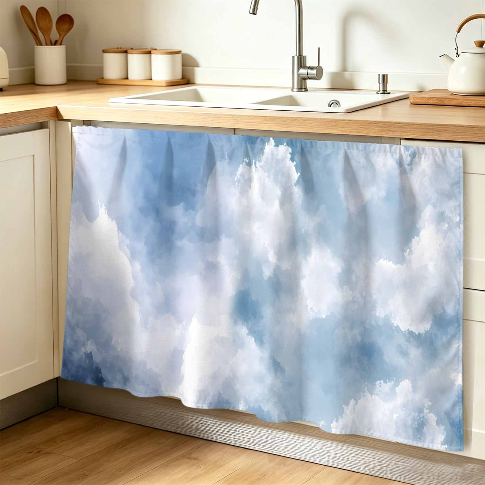 Blue Sky Cabinet Curtains for Shelves, Cloud Gradient Natural Landscape ...