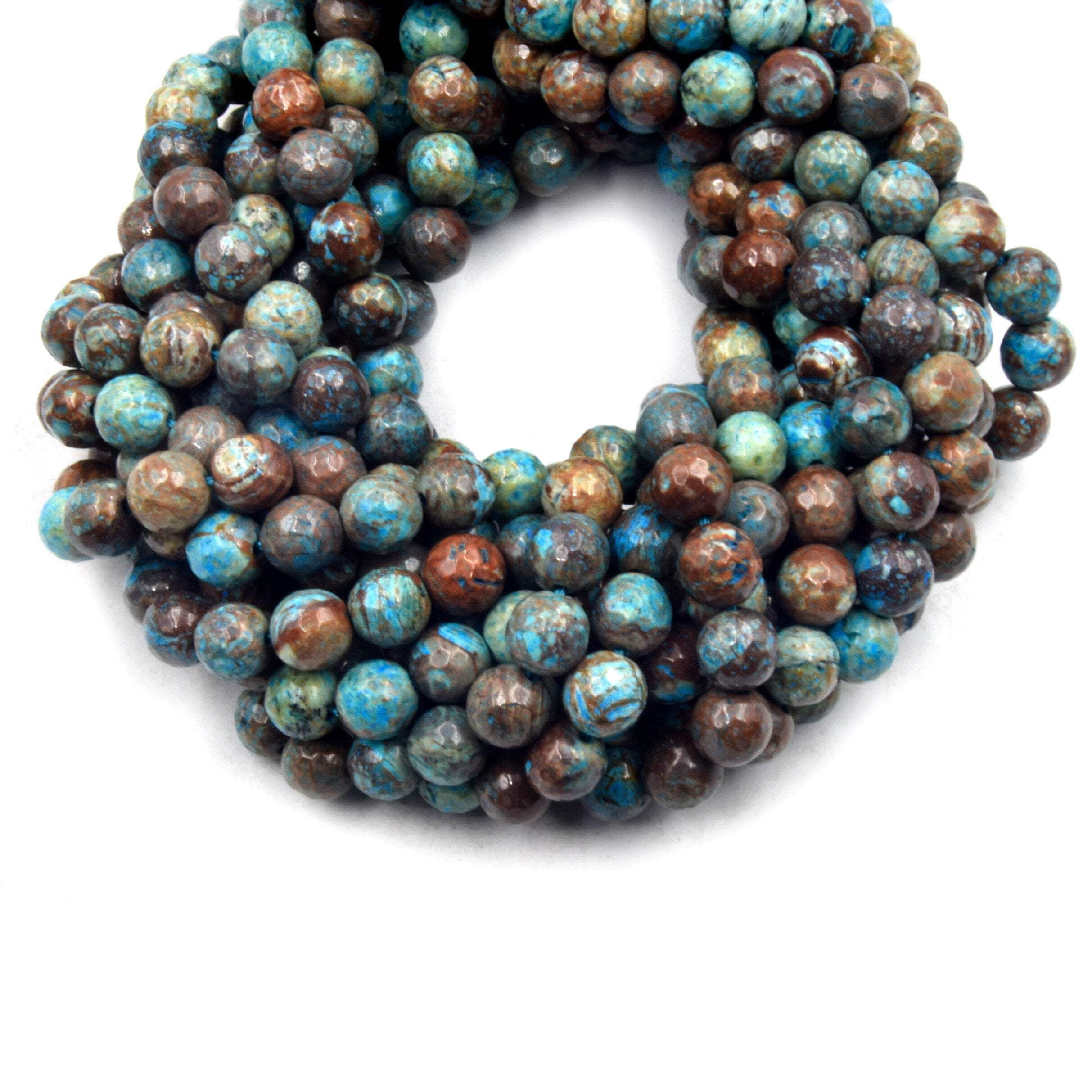 Blue Sky Calsilica Jasper Beads | Faceted Round Calsilica Jasper Beads ...