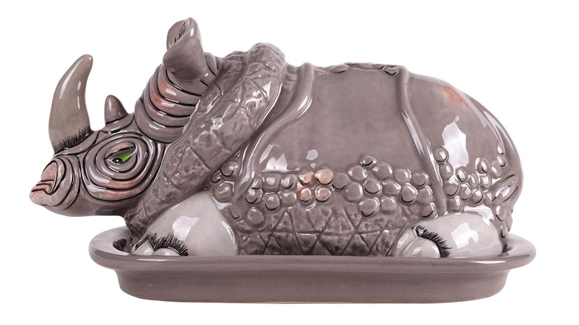 Blue Sky Ceramic 7.5"X4.75"X4" Rhino Butter Dish - Walmart.com