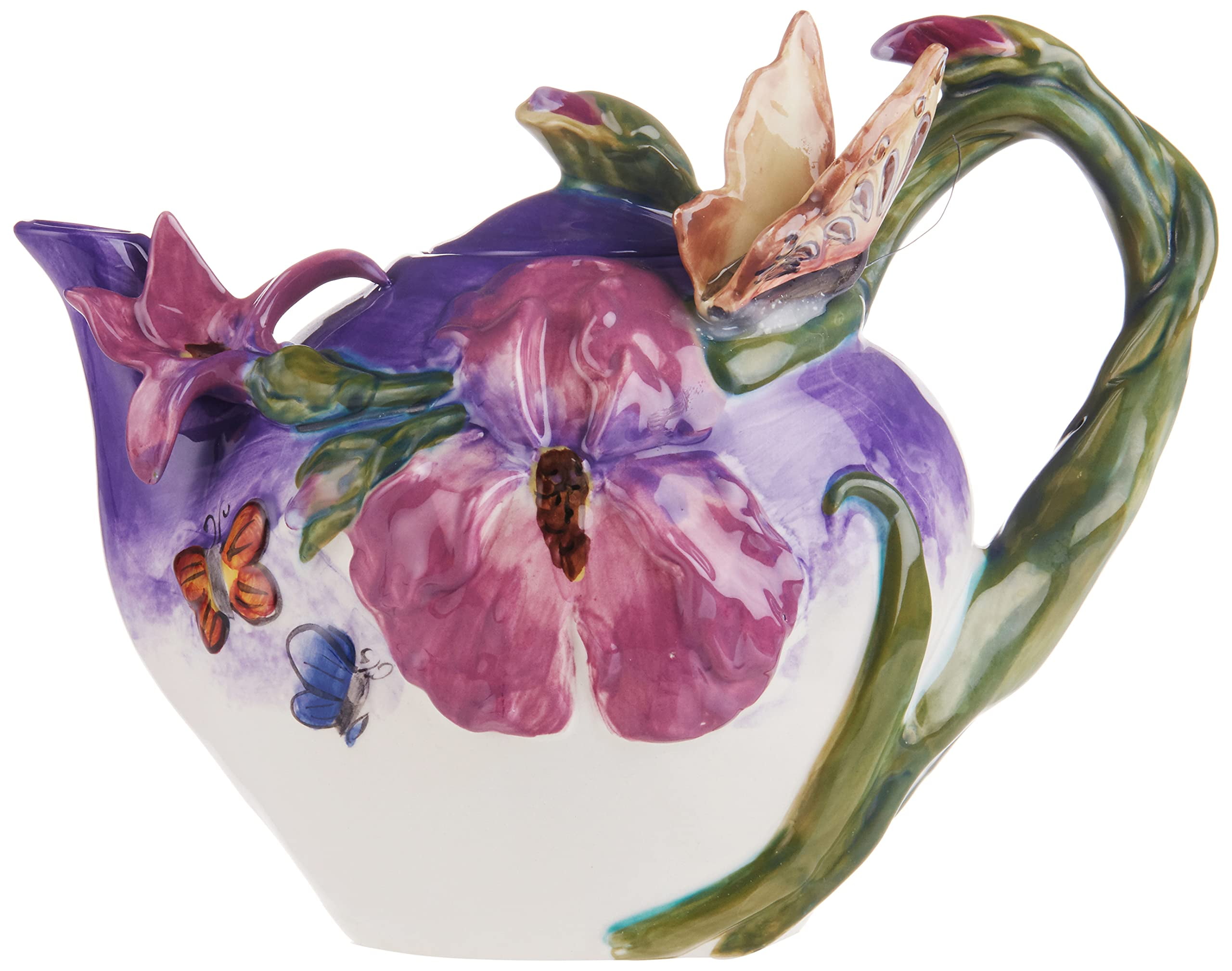 Blue Sky Ceramic Blue Bella Violet Butterfly Teapot, 9.5 x 6 x 7 ...