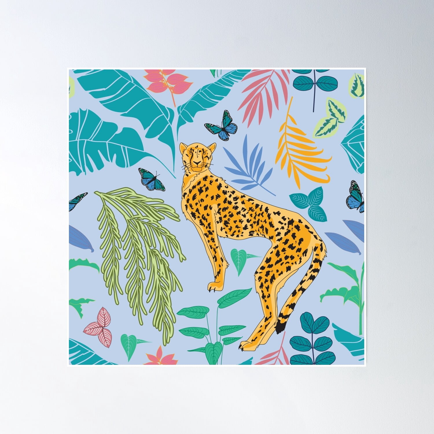 Blue Sky Cheetah Butterflies Poster Wall Art, Modern Wall Decor, 16x16 ...