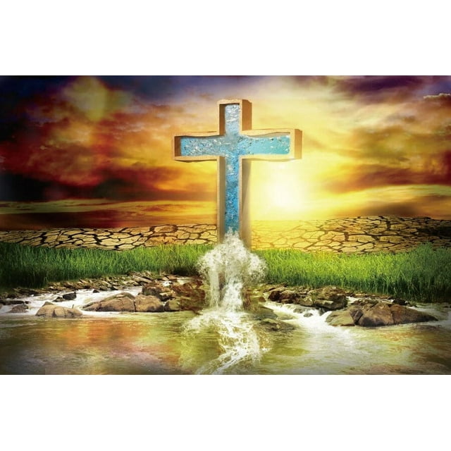 Blue Sky Christian Cross Backdrop Easter Religious Heaven Crucifix ...