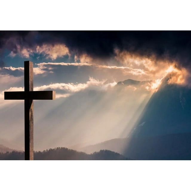 Blue Sky Christian Cross Backdrop Easter Religious Heaven Crucifix ...