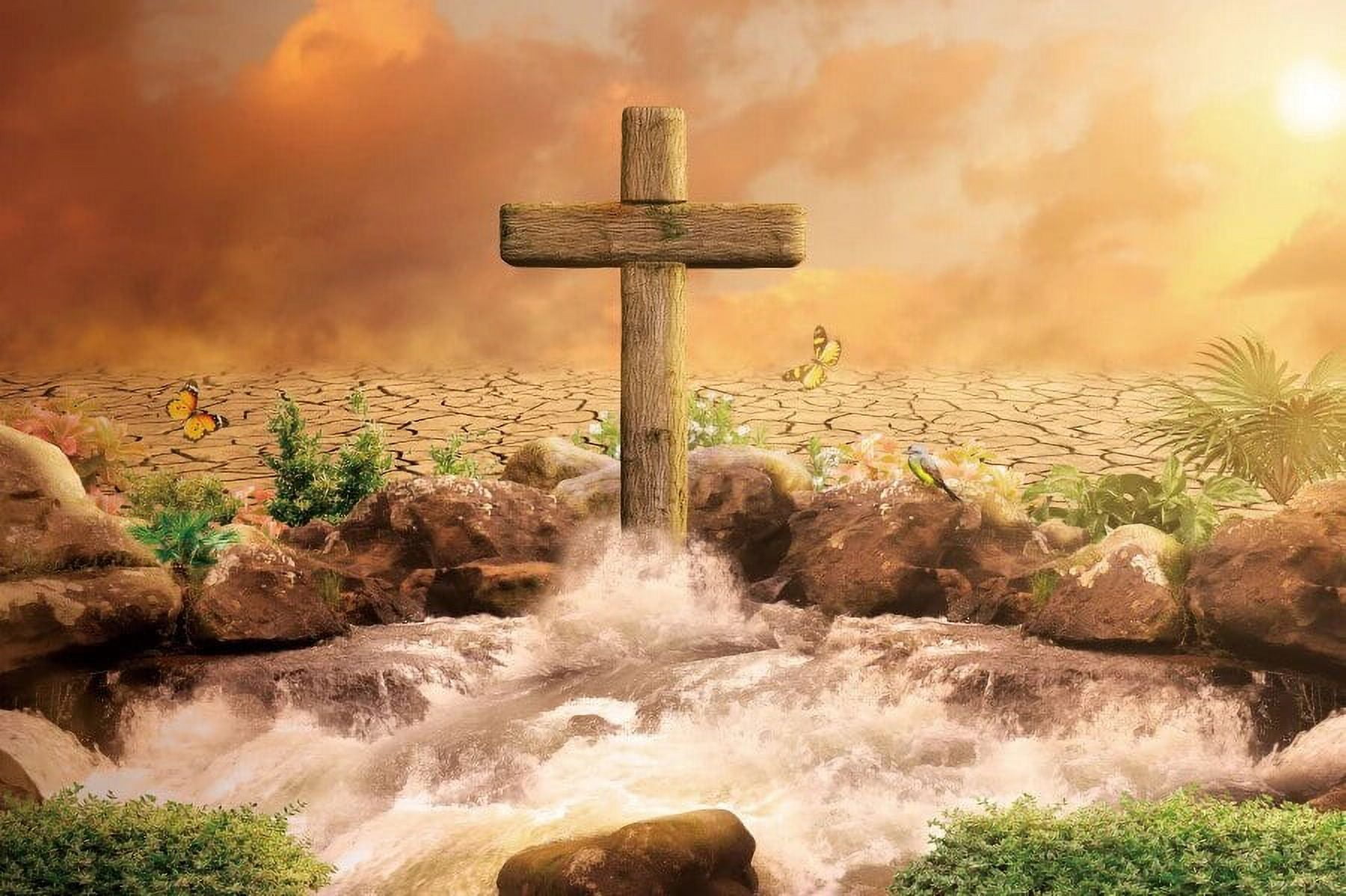 Blue Sky Christian Cross Backdrop Easter Religious Heaven Crucifix ...