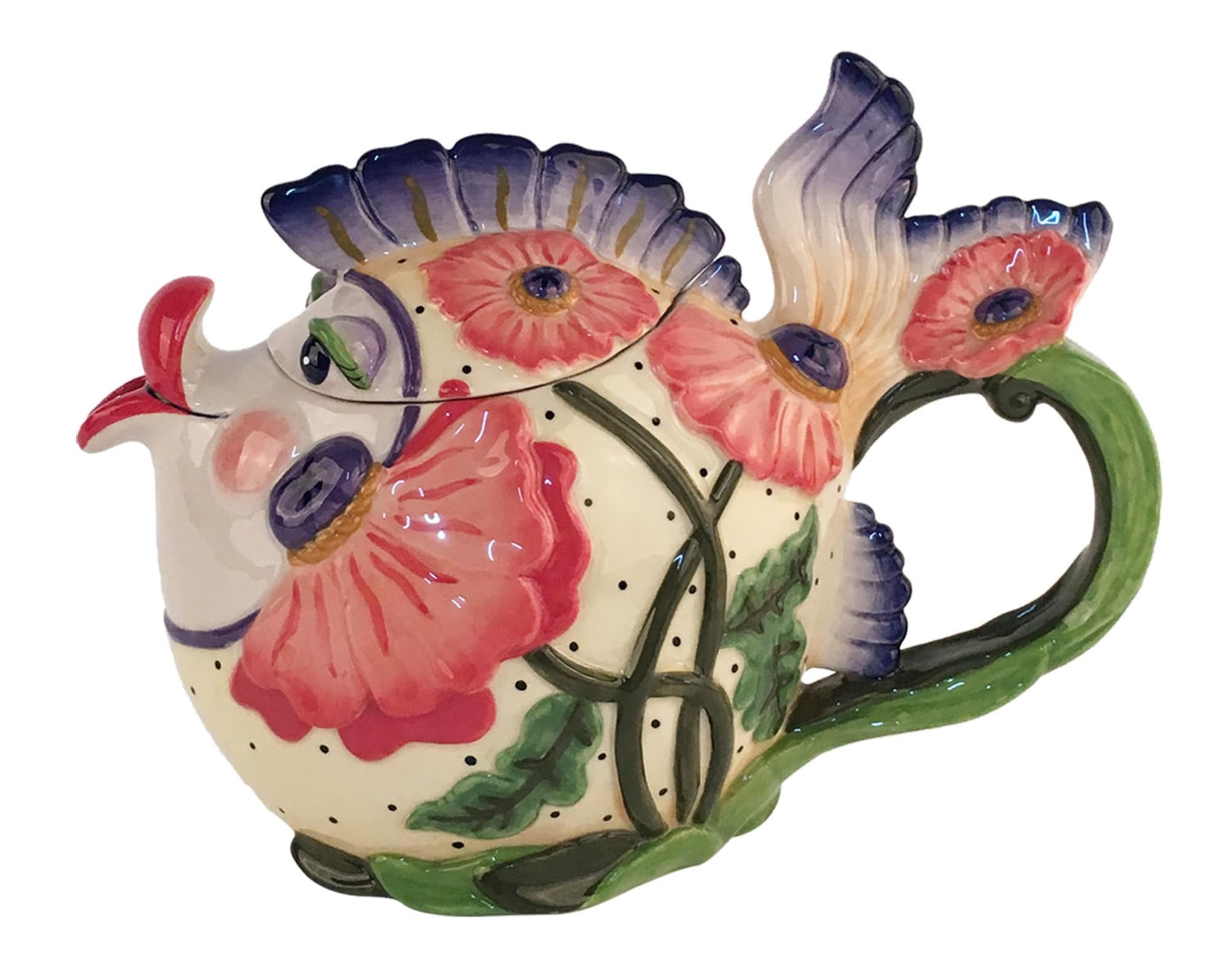 Blue Sky Clayworks Coastal Kissy Fish Teapot, 9.25-inch Length, Kitchen ...