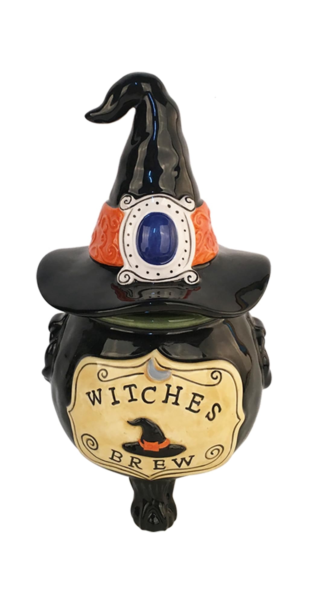 Blue Sky Clayworks Halloween Cauldron with Witch Hat Canister, 10-inch ...
