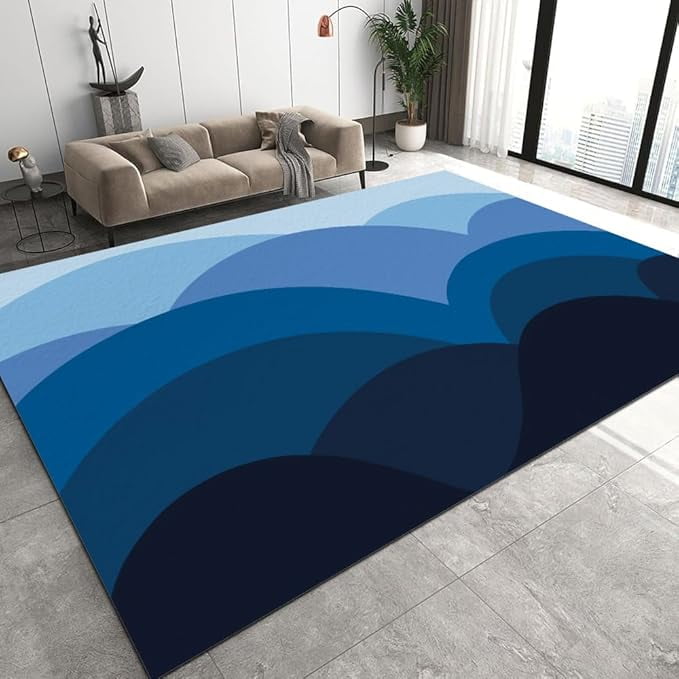 Blue Sky Cloud Pattern Area Rug, Modern Minimalist Art Style Design ...