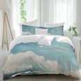 Blue Sky Cloud Queen Duvet Cover Set, Retro Rustic Nature Gradient ...