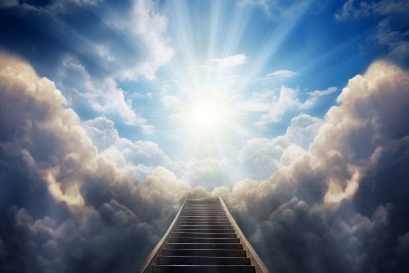 Blue Sky Clouds Heaven Backdrop Stairs To Paradise Holy Light Church ...
