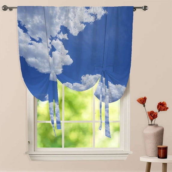 Blue Sky Clouds Print Window Curtain for Living Room Roman Curtain ...
