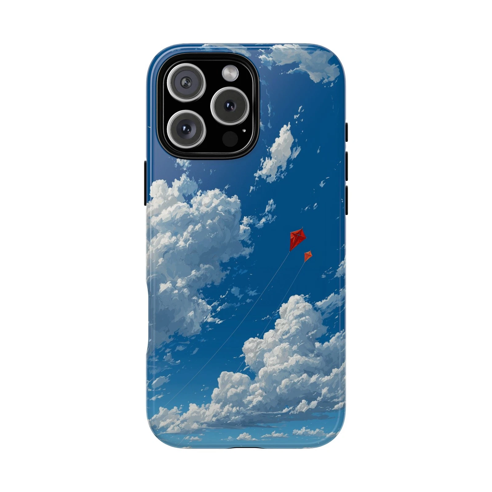 Blue Sky Clouds with Kites Art iPhone Case for iPhone 17 to 11 Pro Max ...