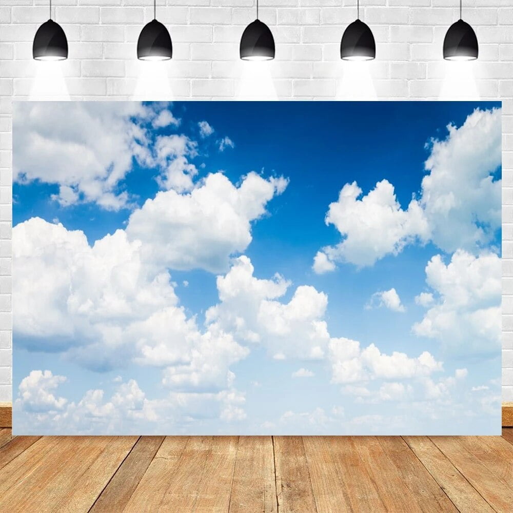 Blue Sky Cloudy Natural scenery Photocall Backdrop Baby Shower Birthday ...