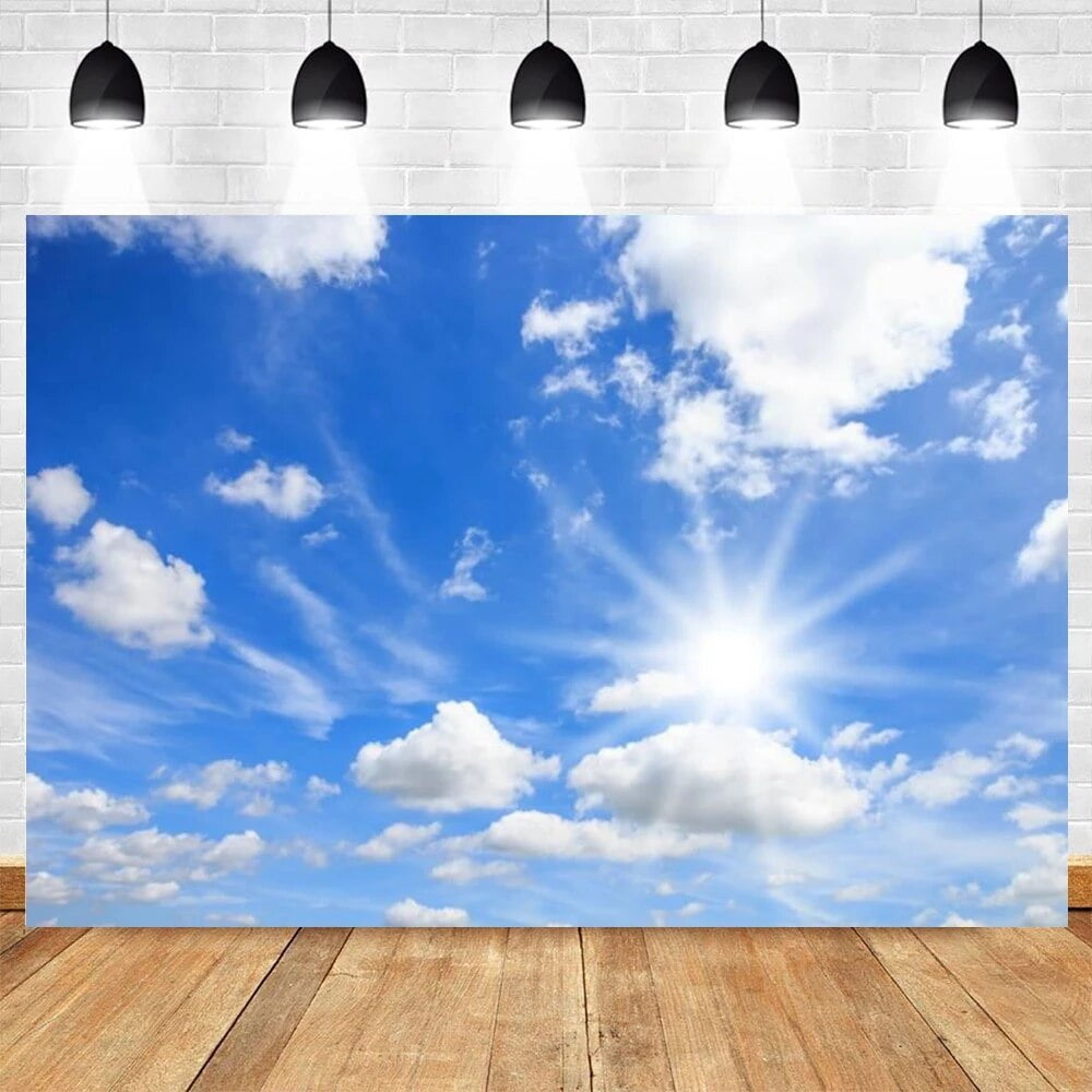 Blue Sky Cloudy Natural scenery Photocall Backdrop Baby Shower Birthday ...