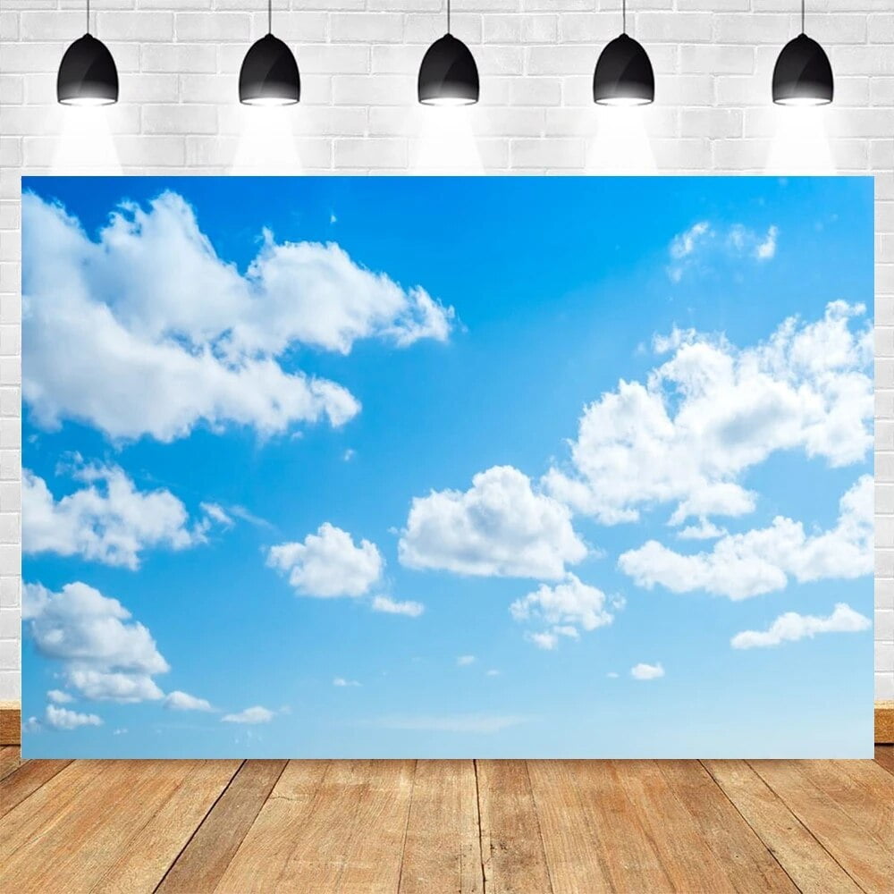 Blue Sky Cloudy Natural scenery Photocall Backdrop Baby Shower Birthday ...