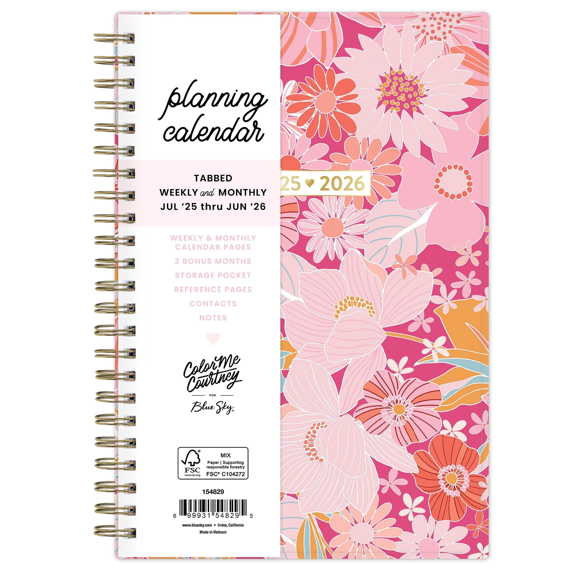 Blue Sky Color Me Courtney 2025-2026 Academic Year Weekly and Monthly ...