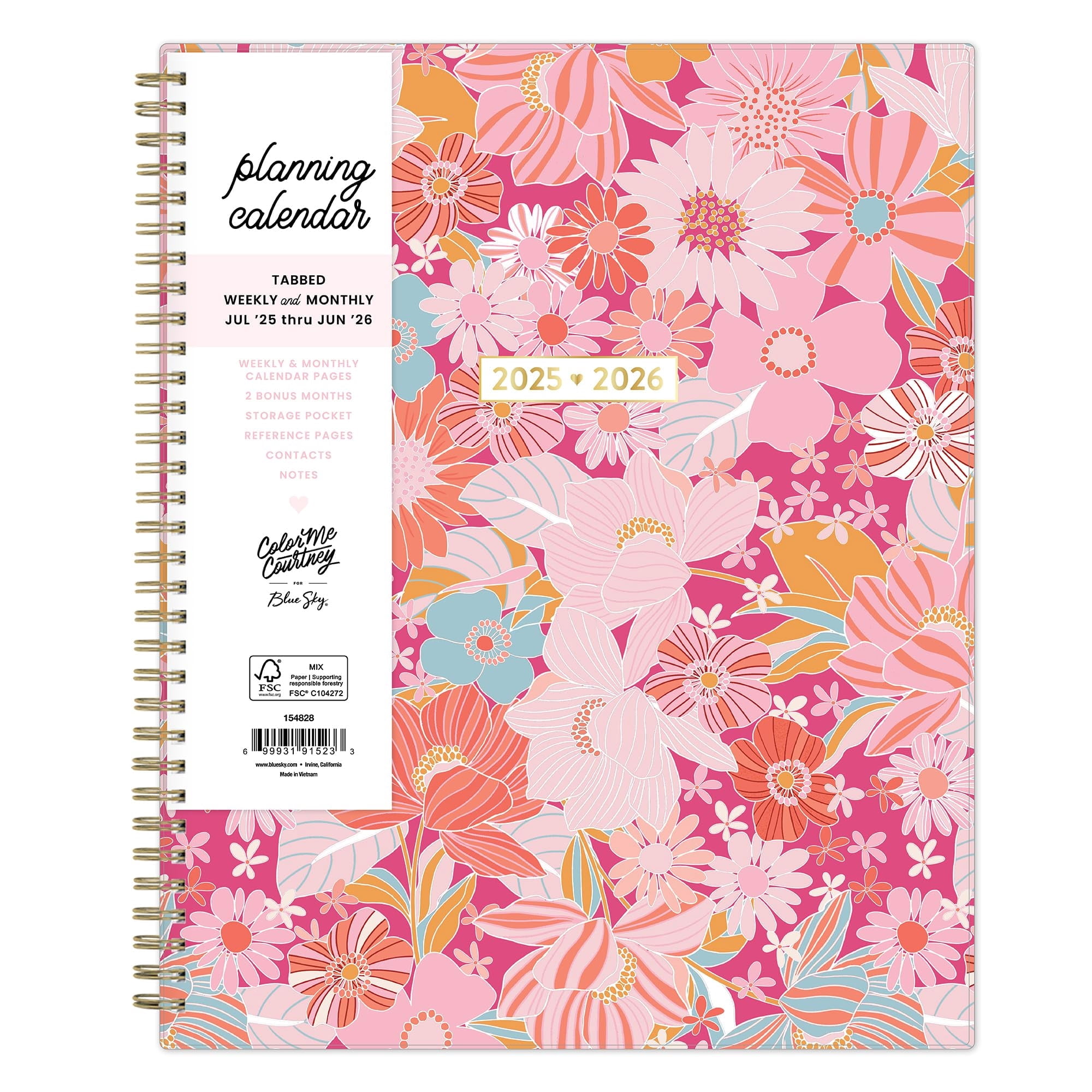 Blue Sky Color Me Courtney 2025-2026 Academic Year Weekly and Monthly ...