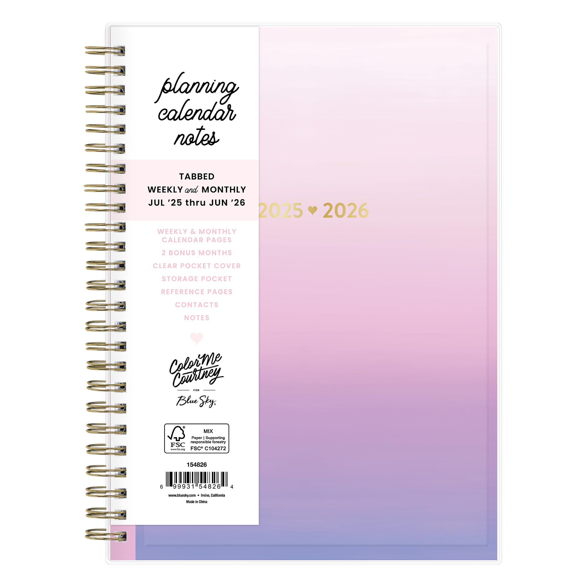 Blue Sky Color Me Courtney 2025-2026 Weekly and Monthly Academic Year ...