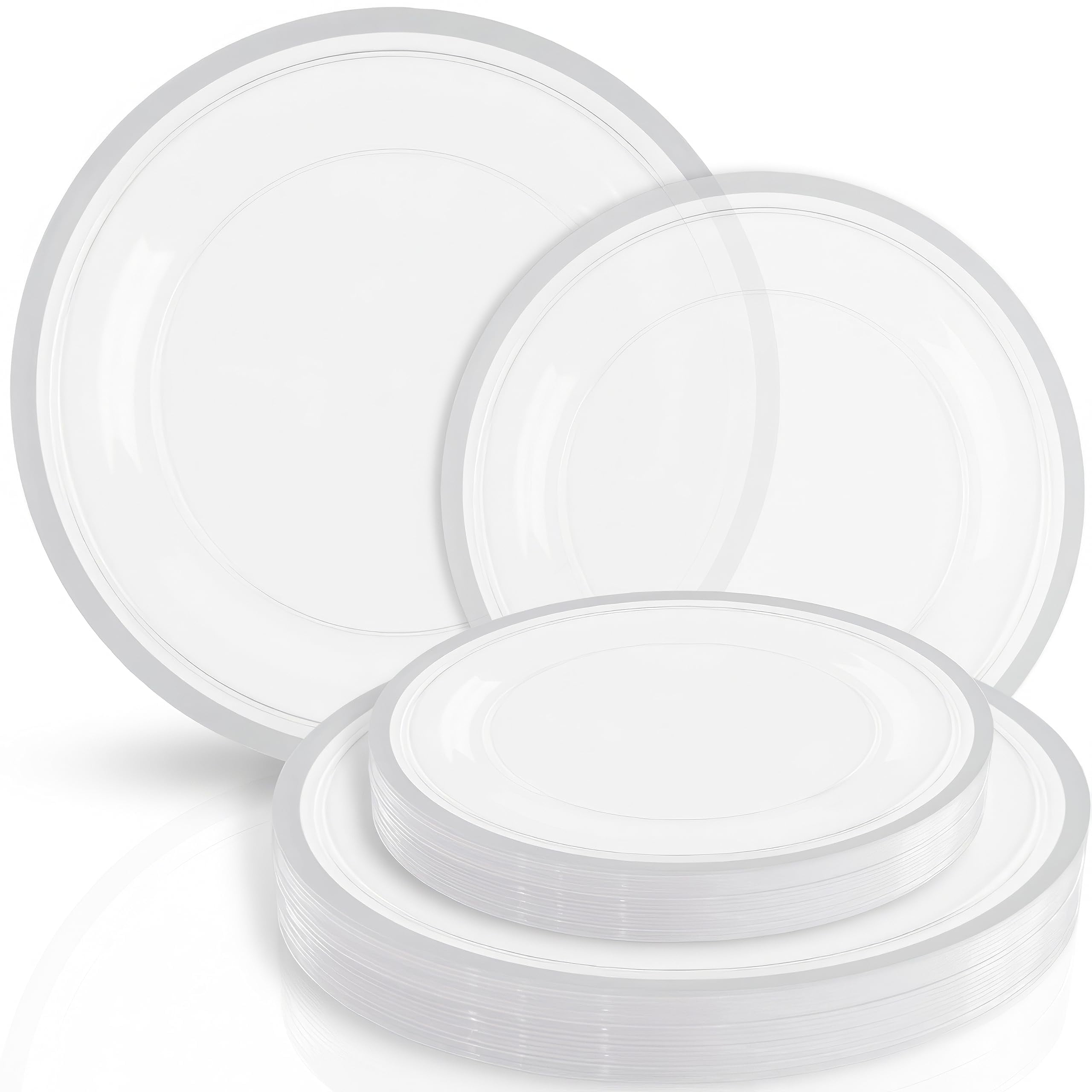 Blue Sky Contrast Collection Clear With AFN1Silver Rim Combo Plate Set ...