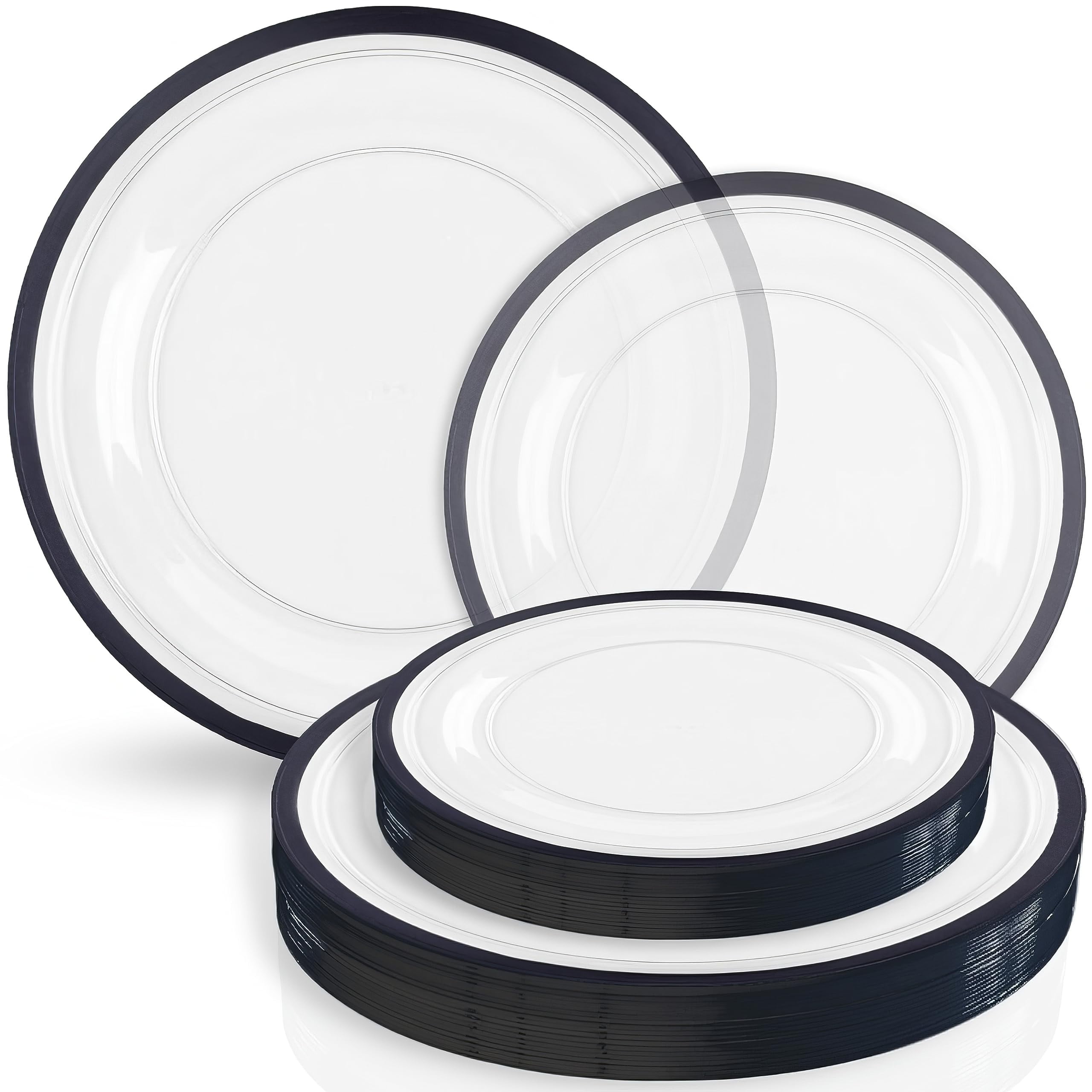 Blue Sky Contrast Collection SSF20 Clear With Black Rim Combo Plate Set ...