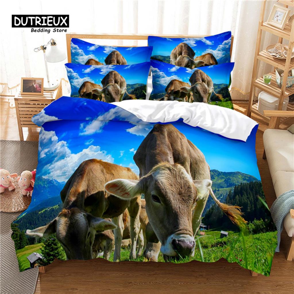 Blue Sky Cow Duvet Cover Set Fashion Bedding Set Soft Comfortable ...