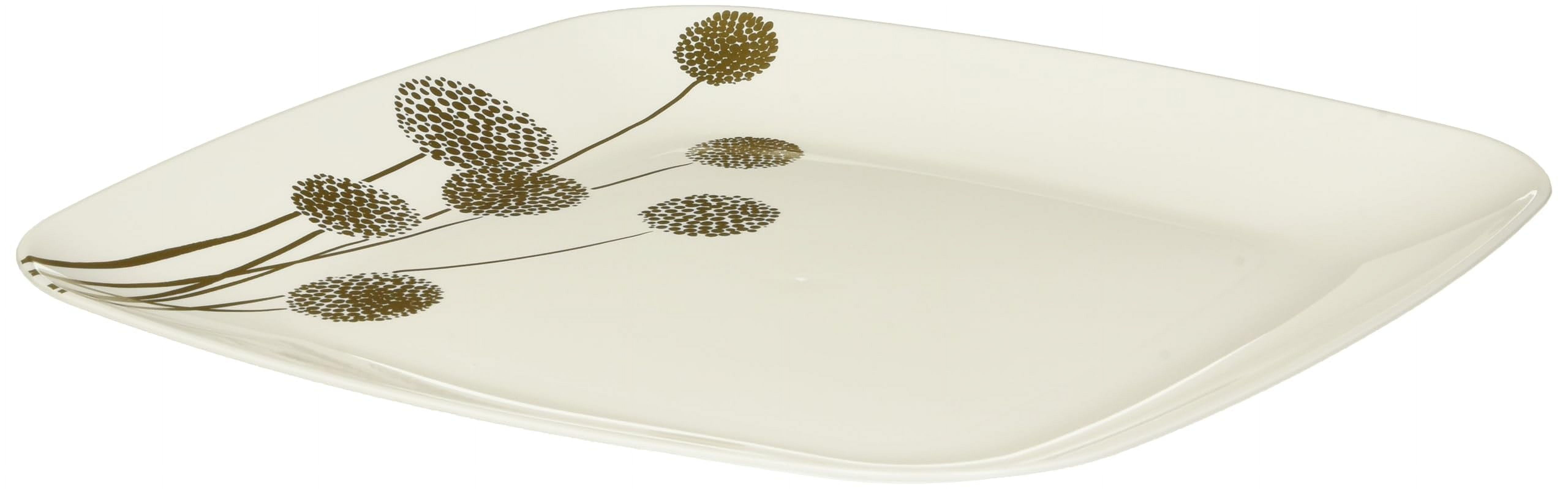Blue Sky Dandelion Square SSF20 Plates - Gold & White Plastic 10 ...