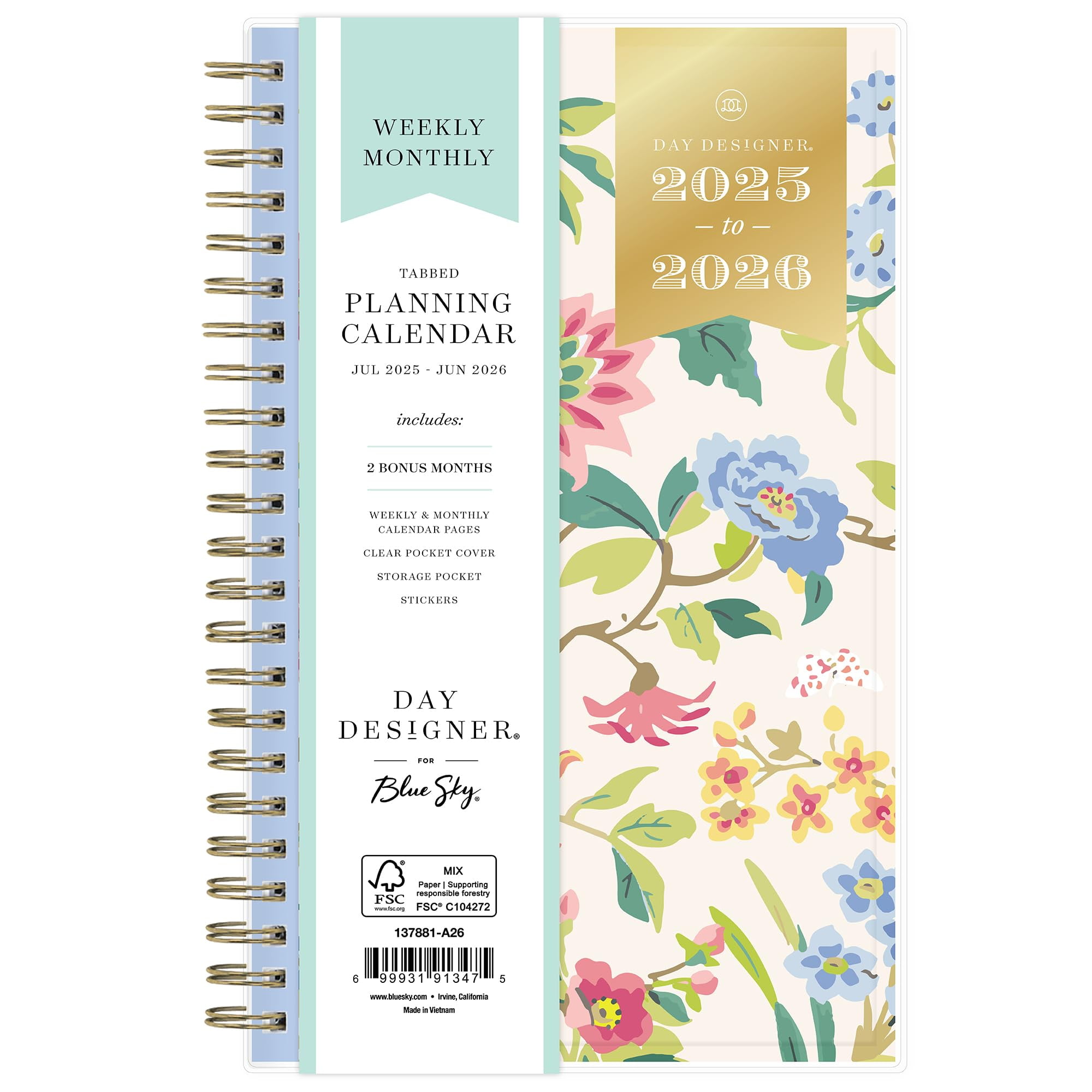 Blue Sky Day Designer 2025-2026 Weekly and Monthly Academic Year Planner Calendar, July 2025 ...